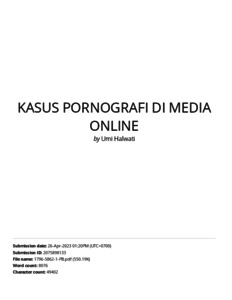 Bukti Cek Plagiarisme / Similiarity Karya Ilmiah Umi Halwati, "Kasus Pornografi di Media Online ...